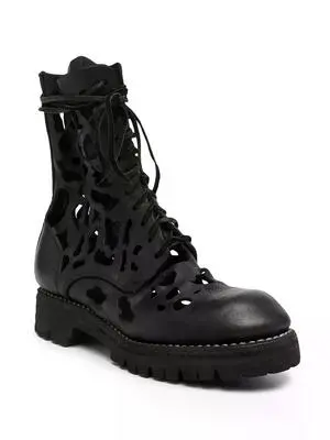 Guidi Cut-out Lace-up Leather Boots