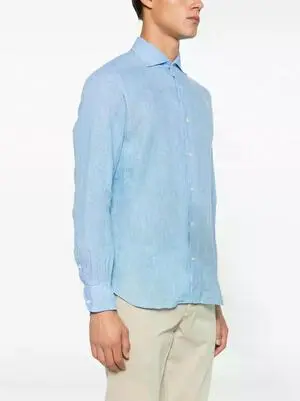 Boggi Milano Long-sleeve Linen Shirt - Blue