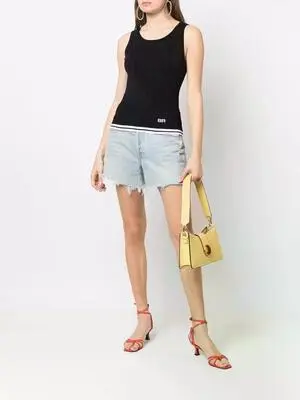 Sonia Rykiel Paris Logo-embroidered Pointelle-knit Tank Top - Black