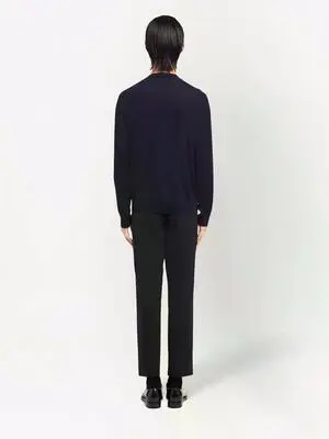 Prada Logo Embroidered Superfine Wool Jumper - Blue