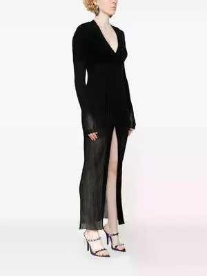 Attico V-neck Ribbed Midi Dress