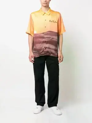 BLUE SKY INN Landscape-print Short-sleeve Shirt - Orange