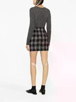 Alessandra Rich Embellished V-neck Ribbed Jumper