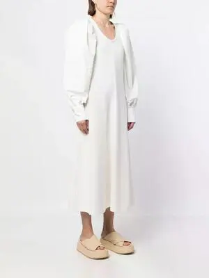 Goen.j Cotton Blend Puff Sleeve Maxi Dress - White