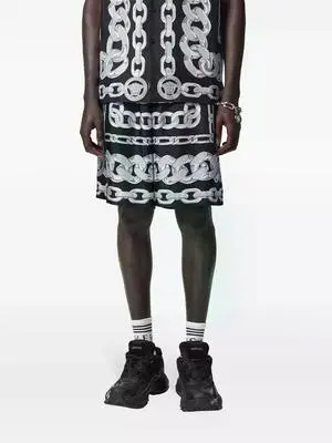 Versace Medusa Chains Silk Shorts - Black