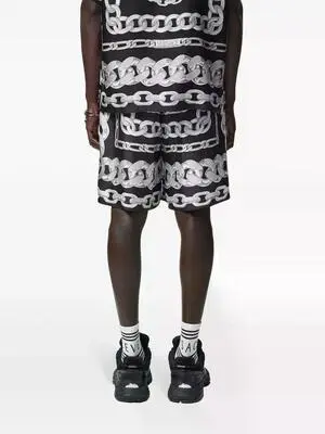 Versace Medusa Chains Silk Shorts - Black