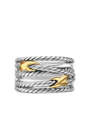 David Yurman 18kt Yellow Gold And Sterling Double X Crossover Ring