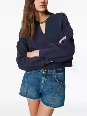 TWINSET Oval T Belted Denim Shorts - Blue