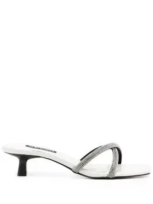 Senso Embellished Crossover Strap Kitten Heel Sandals - White