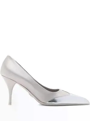 Prada Metallic-toecap Pointed Toe High Heel Pumps - Silver