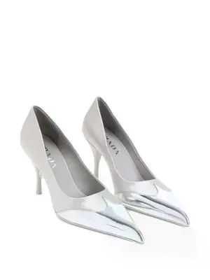 Prada Metallic-toecap Pointed Toe High Heel Pumps - Silver