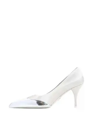 Prada Metallic-toecap Pointed Toe High Heel Pumps - Silver