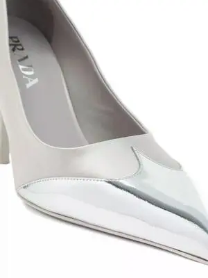 Prada Metallic-toecap Pointed Toe High Heel Pumps - Silver