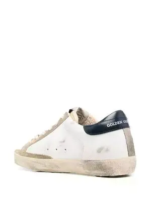 GOLDEN GOOSE Super-star Trainers With Perforated Star And Midnight Blue Heels Tab