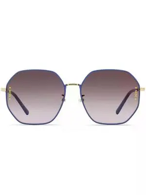 Mcm Visetos-print Geometric Frame Sunglasses - Blue