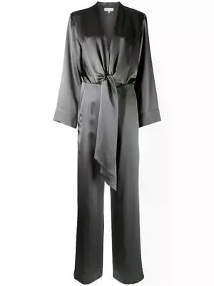 Michelle Mason Tie-front Kimono Jumpsuit - Grey