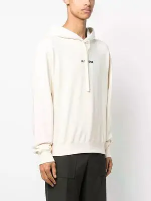JIL SANDER Logo Print Cotton Hoodie - Neutrals