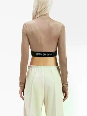 Palm Angels Ribbed Mock Neck Cropped T-shirt