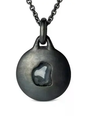 PARTS OF FOUR Disk Pendant Necklace With Opal Stone - Black