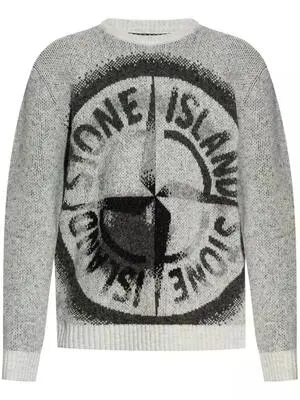 Stone Island Compass Motif Knitted Jumper - Grey