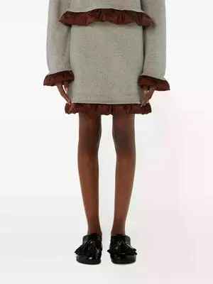 JW Anderson Merino Wool Knit Mini Skirt With Satin Trim