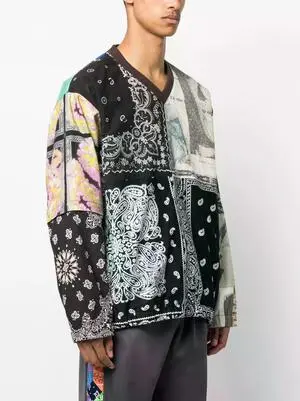CHILDREN OF THE DISCORDANCE Patchwork Pattern Print Cotton Jumper