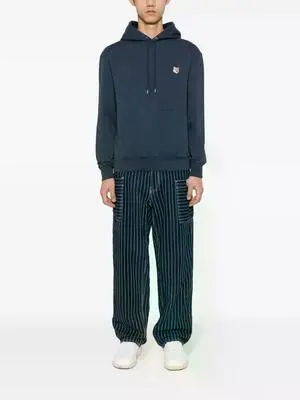 Maison Kitsuné Fox-motif Cotton Hoodie - Blue