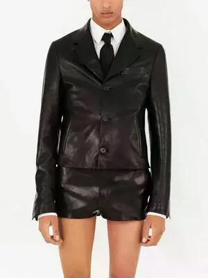 FERRAGAMO Slim-cut Single-breasted Leather Blazer