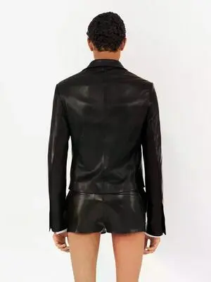 FERRAGAMO Slim-cut Single-breasted Leather Blazer
