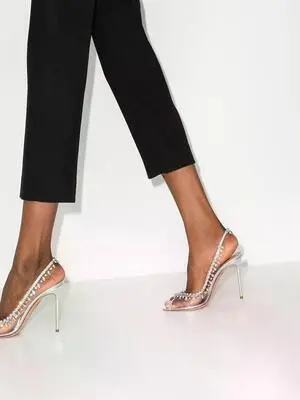 AQUAZZURA Temptation 105mm Crystal-embellished Slingback Sandals - Silver