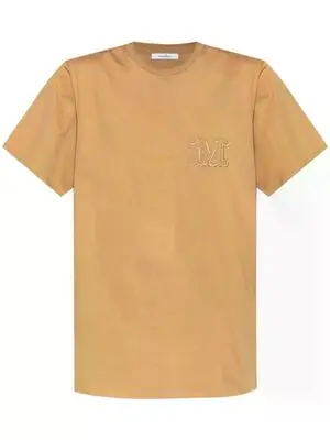 Max Mara Monogram Embroidered Cotton T-shirt - Neutrals