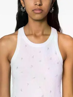 Attico Rhinestone Logo Ribbed Tank Top