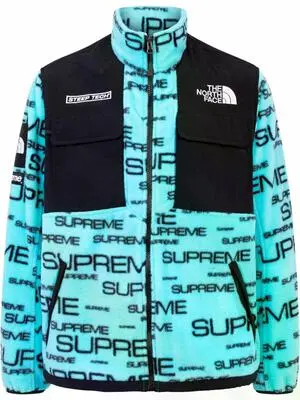 Supreme X The North Face Logo Fleece Jacket - Blue