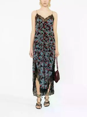 Zadig&Voltaire Risty Floral-print Silk Slip Dress - Black