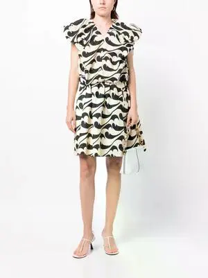 JNBY Abstract Pattern Cotton A-line Midi Skirt