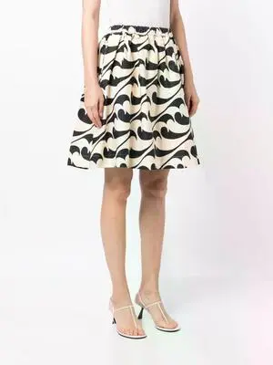 JNBY Abstract Pattern Cotton A-line Midi Skirt