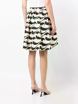 JNBY Abstract Pattern Cotton A-line Midi Skirt