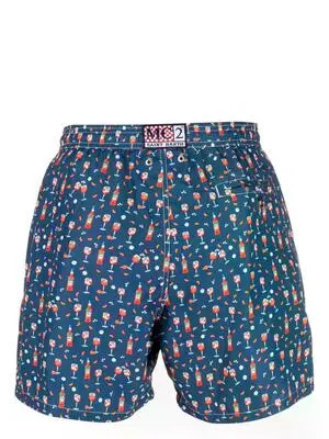 MC2 SAINT BARTH Graphic-print Swim Shorts - Blue