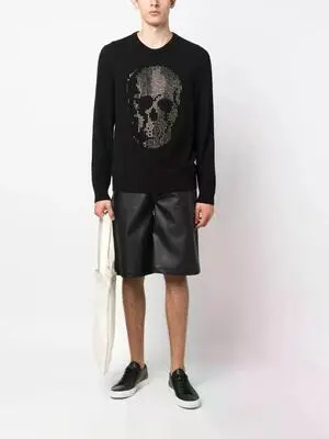 Philipp Plein Embellished Skull Cashmere Sweatshirt - Black