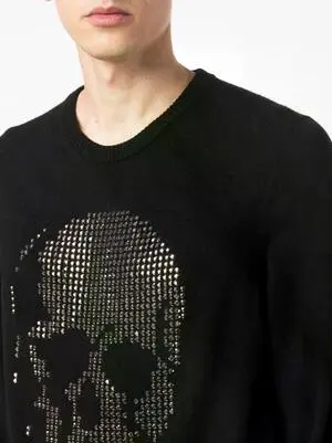 Philipp Plein Embellished Skull Cashmere Sweatshirt - Black