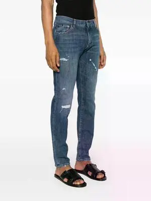 Dolce & Gabbana Ripped Detail Tapered Jeans