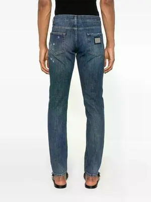 Dolce & Gabbana Ripped Detail Tapered Jeans