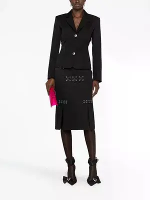 Alessandra Rich Lattice-embellished Wool Blend Midi Skirt