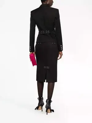 Alessandra Rich Lattice-embellished Wool Blend Midi Skirt