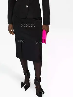 Alessandra Rich Lattice-embellished Wool Blend Midi Skirt