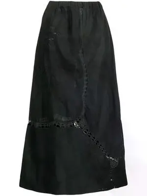 By Walid Embroidered Cotton Maxi Skirt - Black