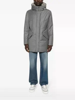 Woolrich Hooded High-neck Parka In Virgin Wool Blend