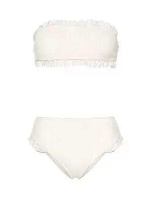 PARAMIDONNA Kylie Ruffled-trim Bandeau Bikini - Neutrals