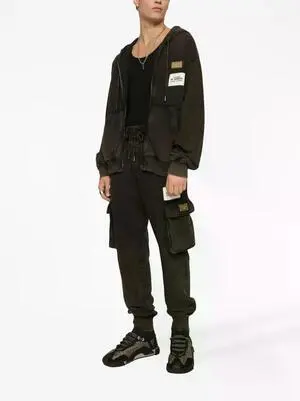 Dolce & Gabbana Logo Patch Tapered Cargo Trousers - Black