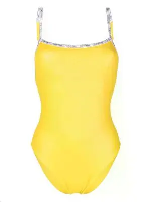 Calvin Klein Print Strap Swimsuit - Yellow
